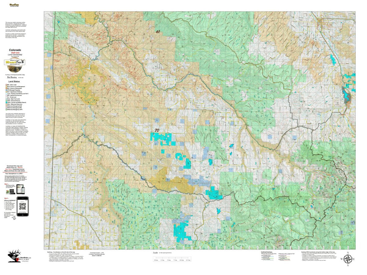 Co Unit 70 Land Ownership Map by Colorado HuntData LLC | Avenza Maps
