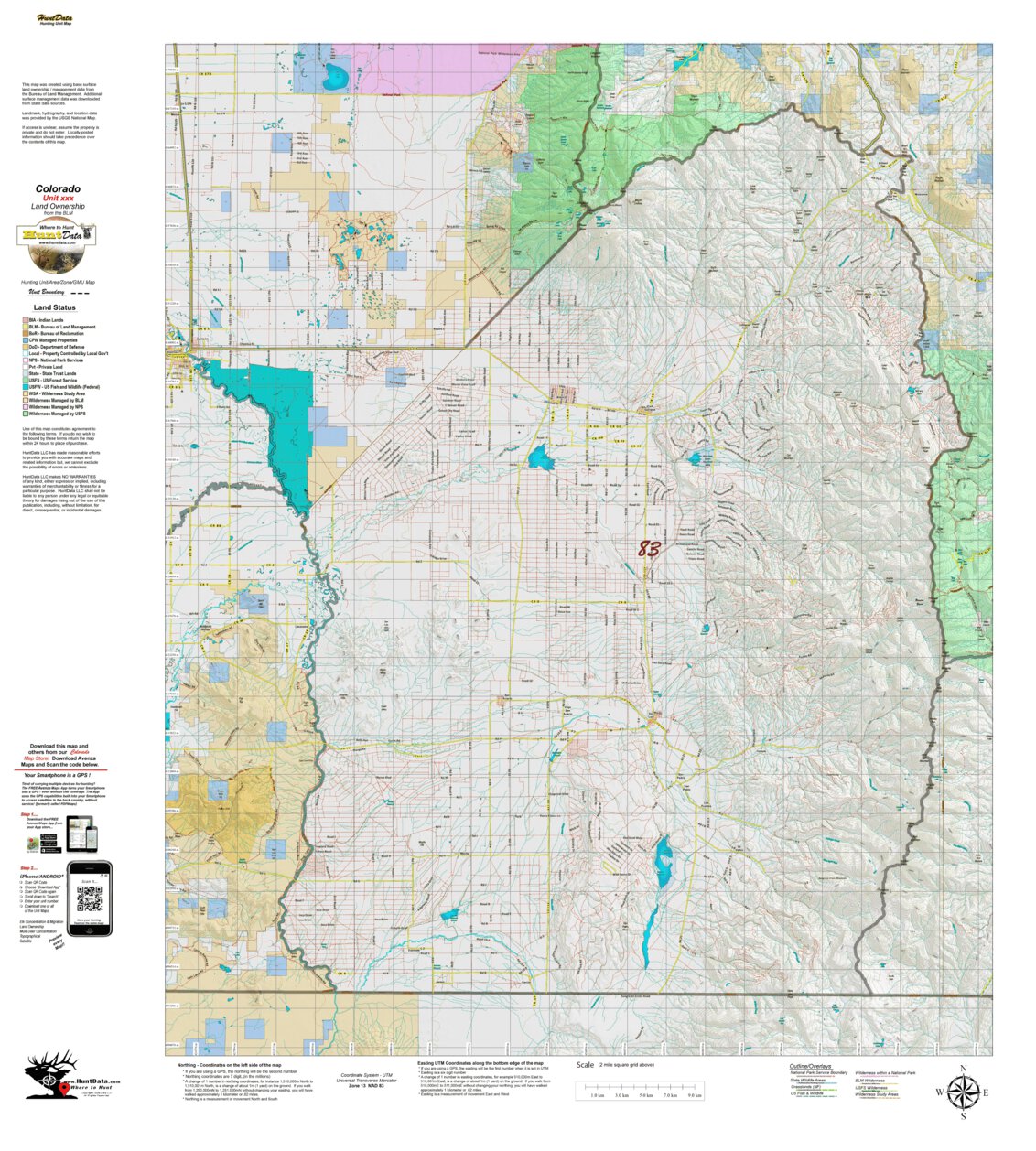 Co Unit 83 Land Ownership Map by Colorado HuntData LLC | Avenza Maps