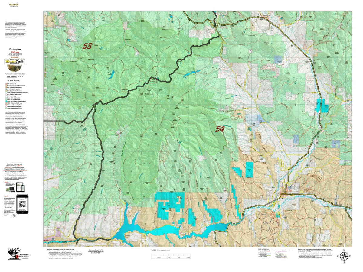 Co Unit 54 Land Ownership Map by Colorado HuntData LLC | Avenza Maps