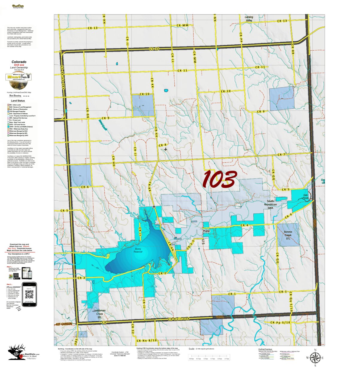 Co Unit 103 Land Ownership Map by Colorado HuntData LLC | Avenza Maps