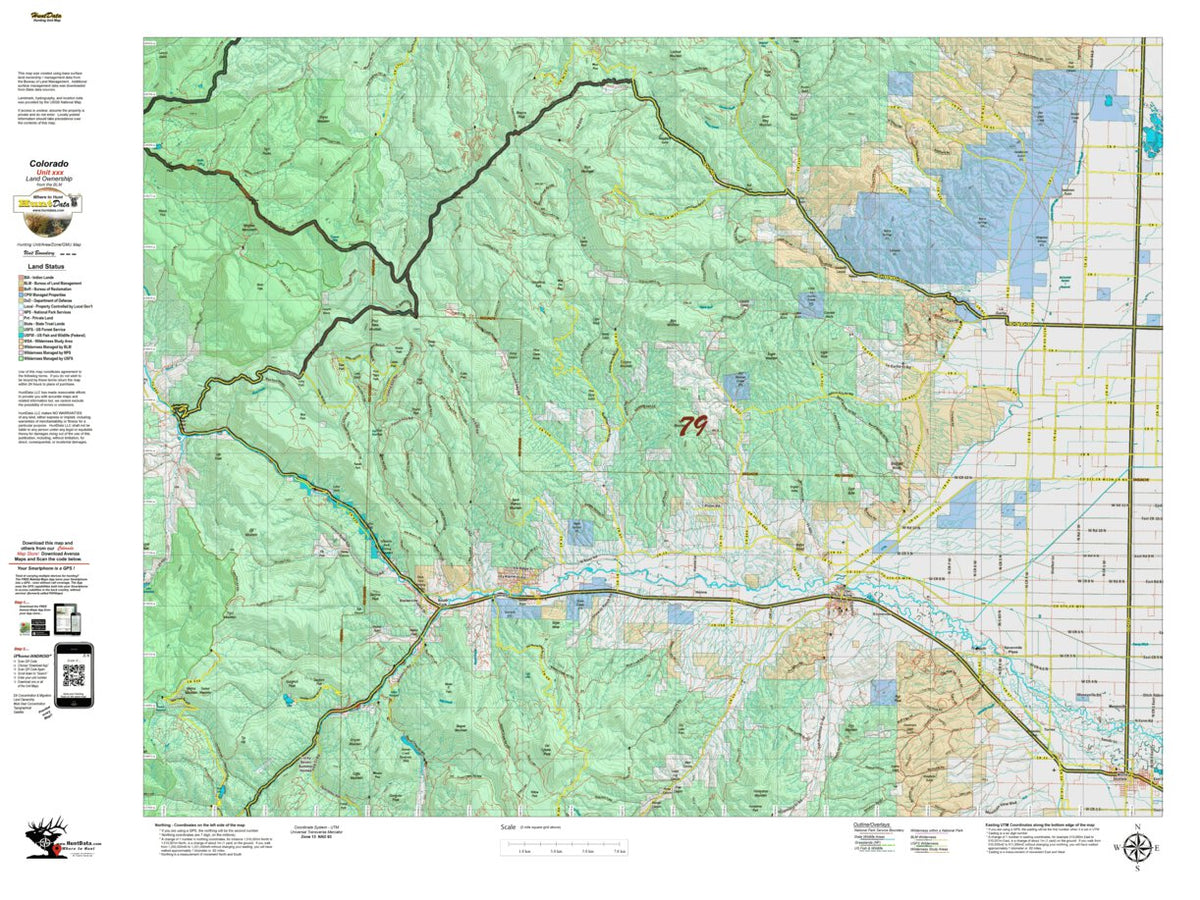 Co Unit 79 Land Ownership Map by Colorado HuntData LLC | Avenza Maps