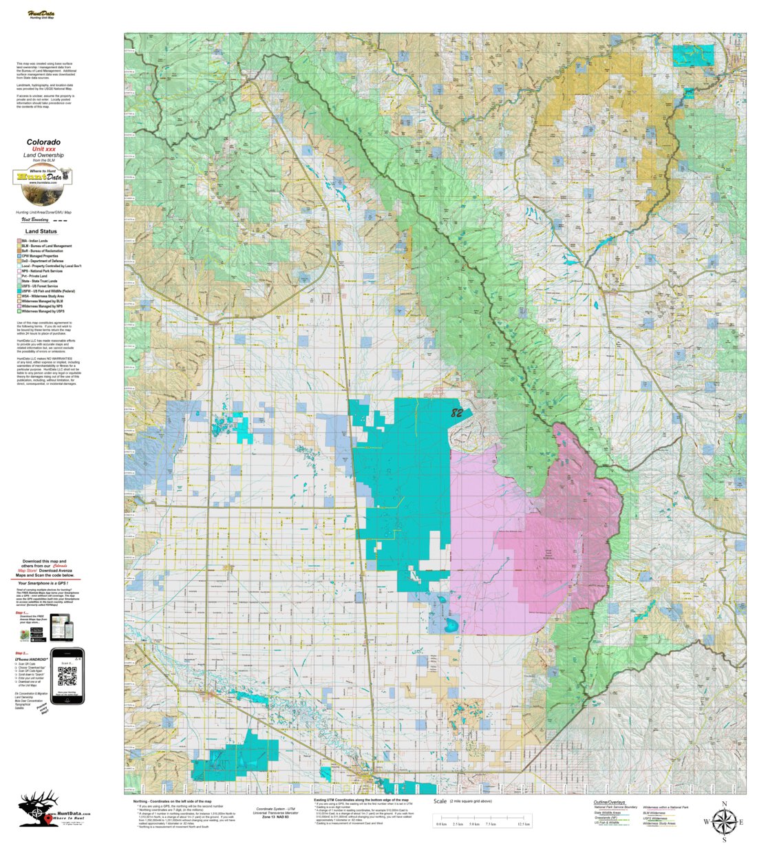 Co Unit 82 Land Ownership Map by Colorado HuntData LLC | Avenza Maps