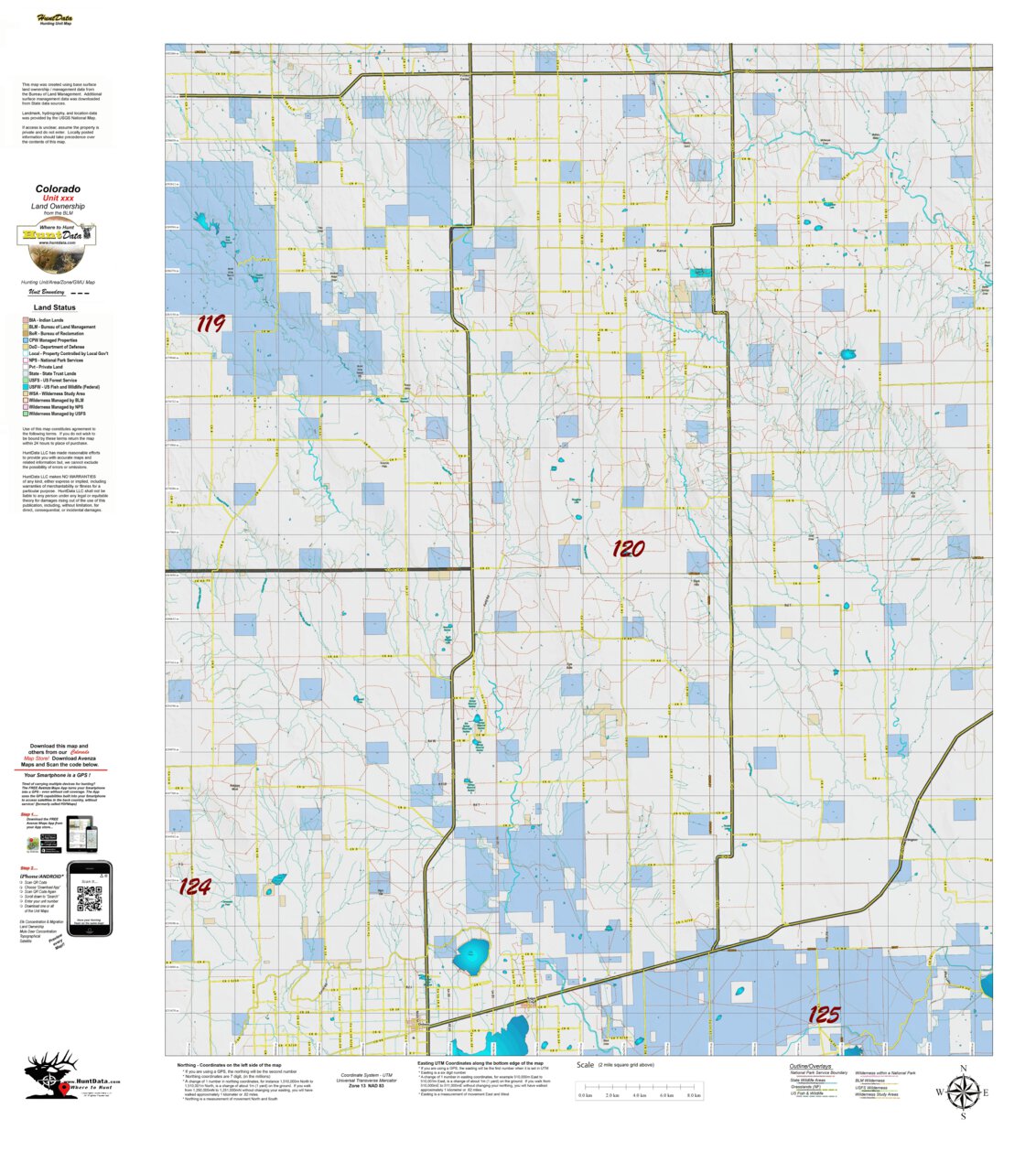 Co Unit 120 Land Ownership Map by Colorado HuntData LLC | Avenza Maps