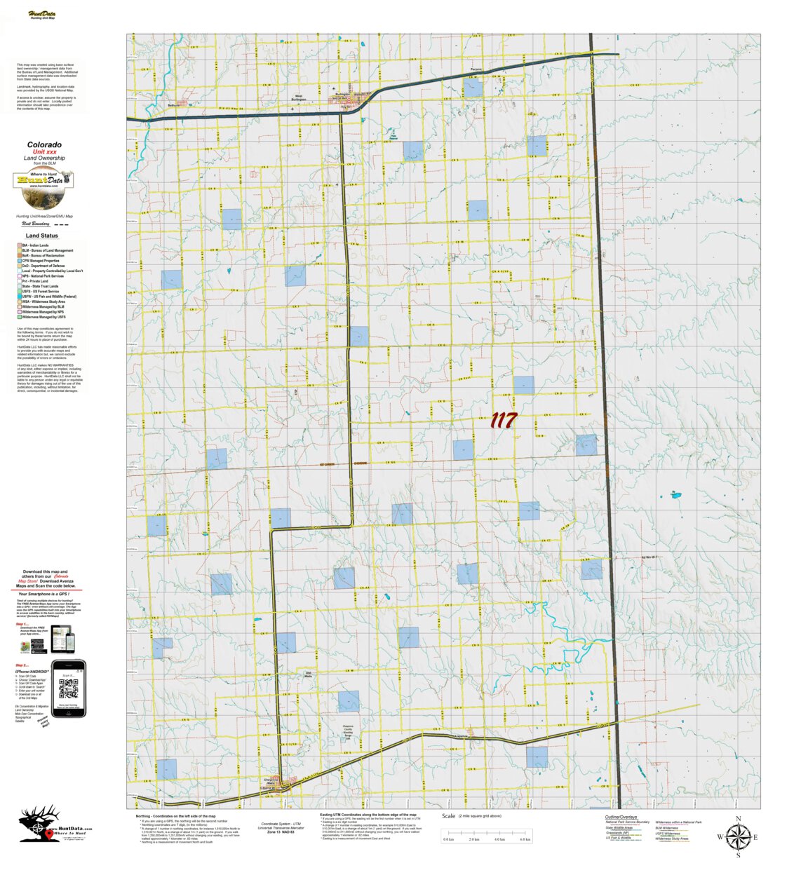 Co Unit 117 Land Ownership Map by Colorado HuntData LLC | Avenza Maps