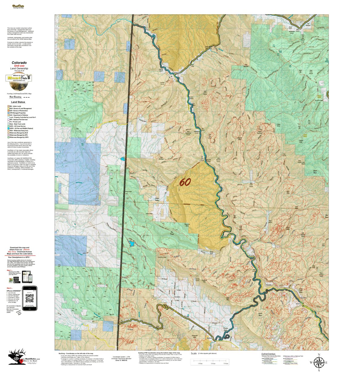 Co Unit 60 Land Ownership Map by Colorado HuntData LLC | Avenza Maps
