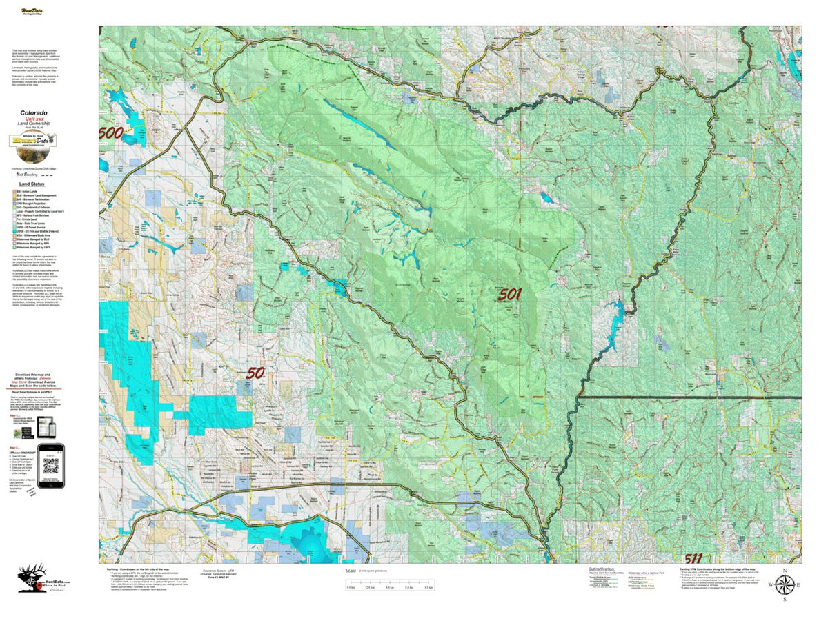 Co Unit 501 Land Ownership Map by Colorado HuntData LLC | Avenza Maps