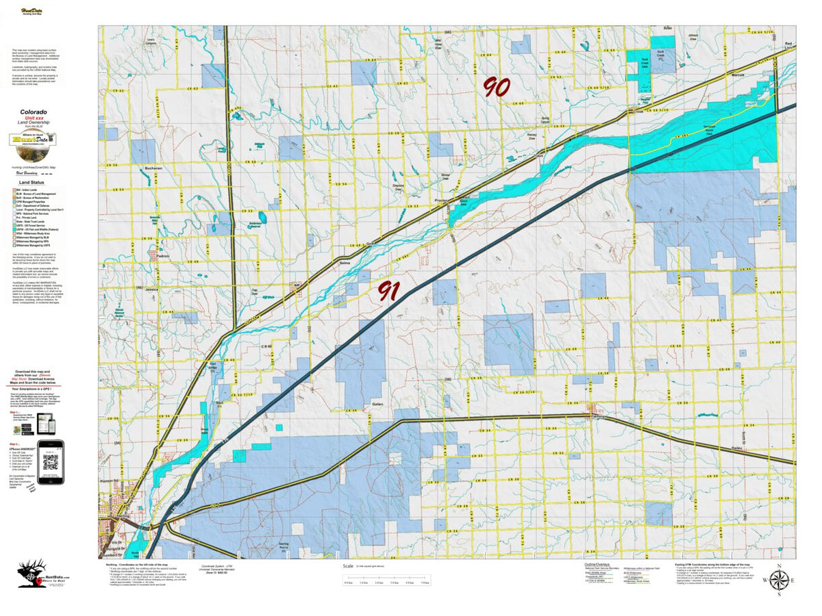 Co Unit 91 Land Ownership Map by Colorado HuntData LLC | Avenza Maps