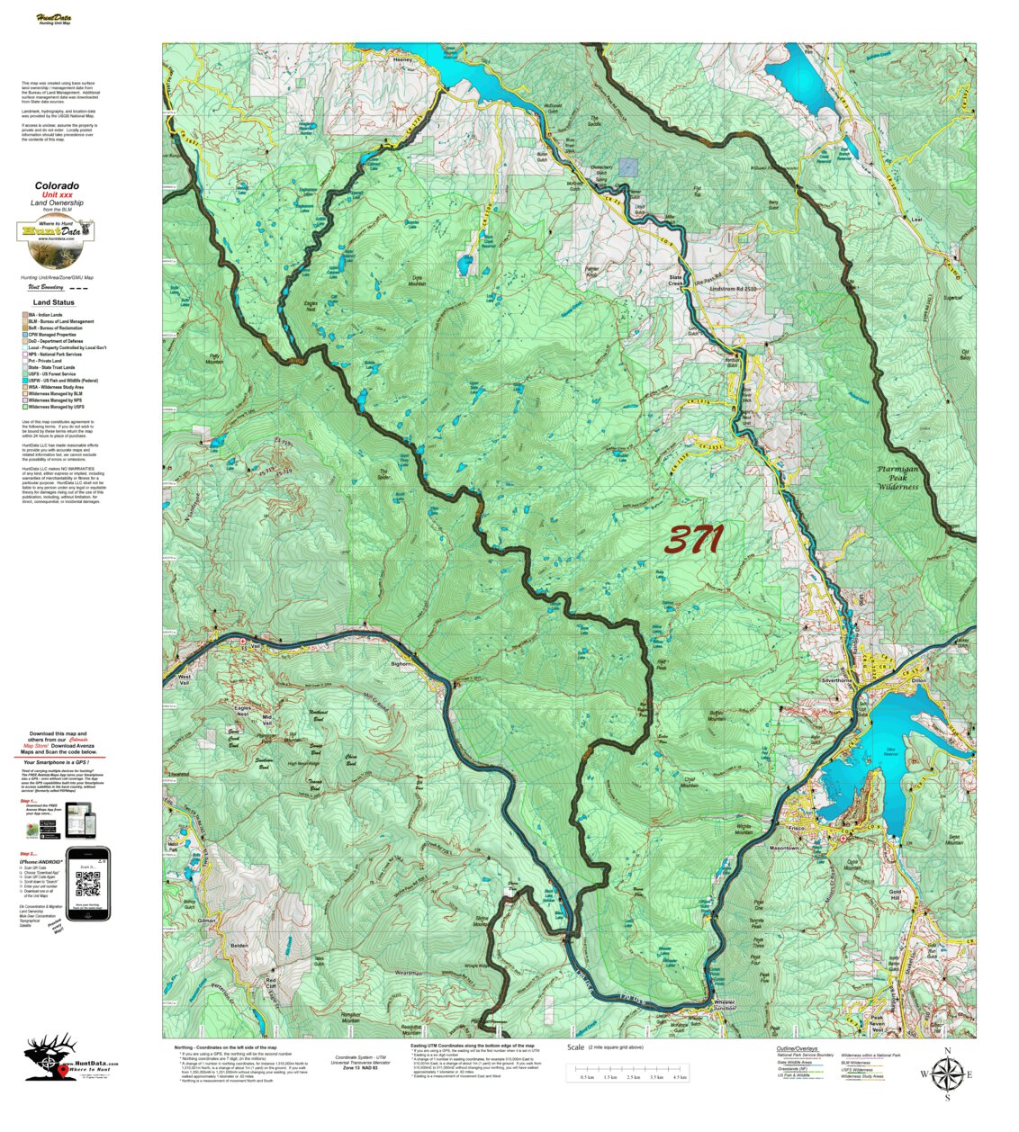 Co Unit 371 Land Ownership Map by Colorado HuntData LLC | Avenza Maps