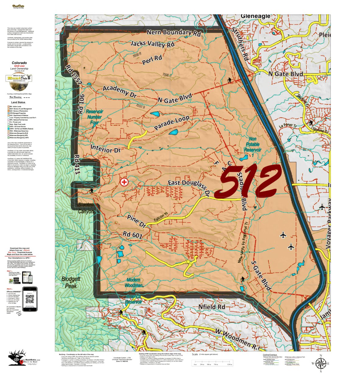 Co Unit 512 Land Ownership Map by Colorado HuntData LLC | Avenza Maps