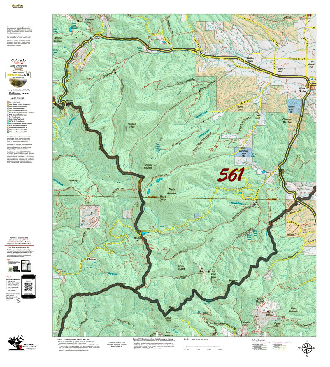 Co Unit 561 Land Ownership Map by Colorado HuntData LLC | Avenza Maps