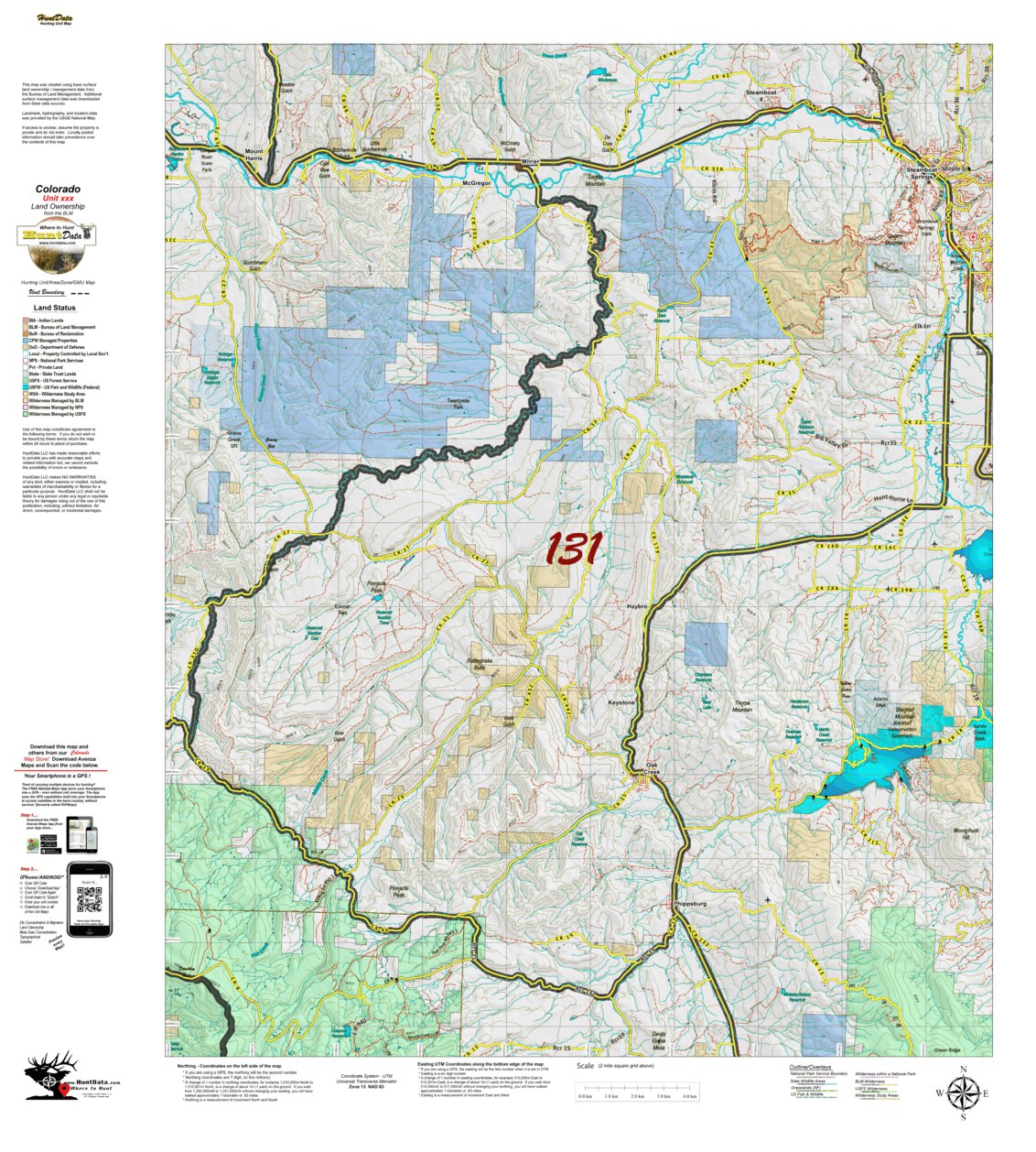 Co Unit 131 Land Ownership Map by Colorado HuntData LLC | Avenza Maps