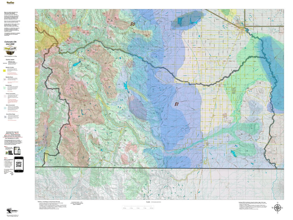 Co Unit 81 Elk Concentration Map by Colorado HuntData LLC | Avenza Maps