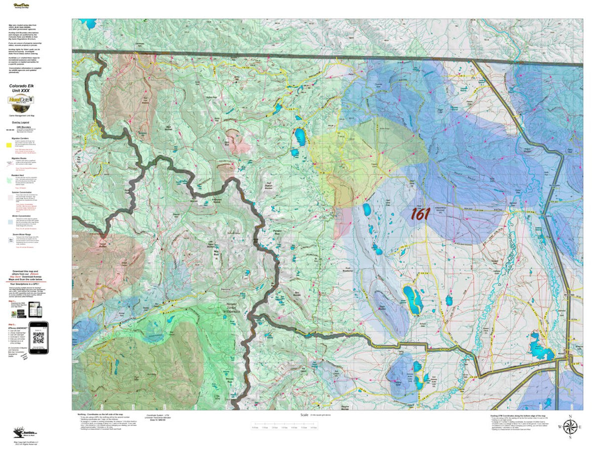 Co Unit 161 Elk Concentration Map by Colorado HuntData LLC | Avenza Maps