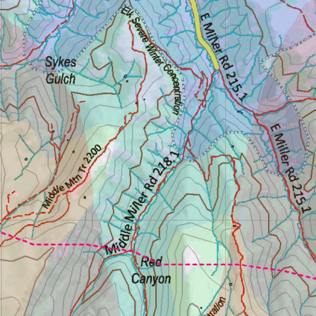 Co Unit 23 Elk Summer, Winter Concentrations and Migration Routes Map ...