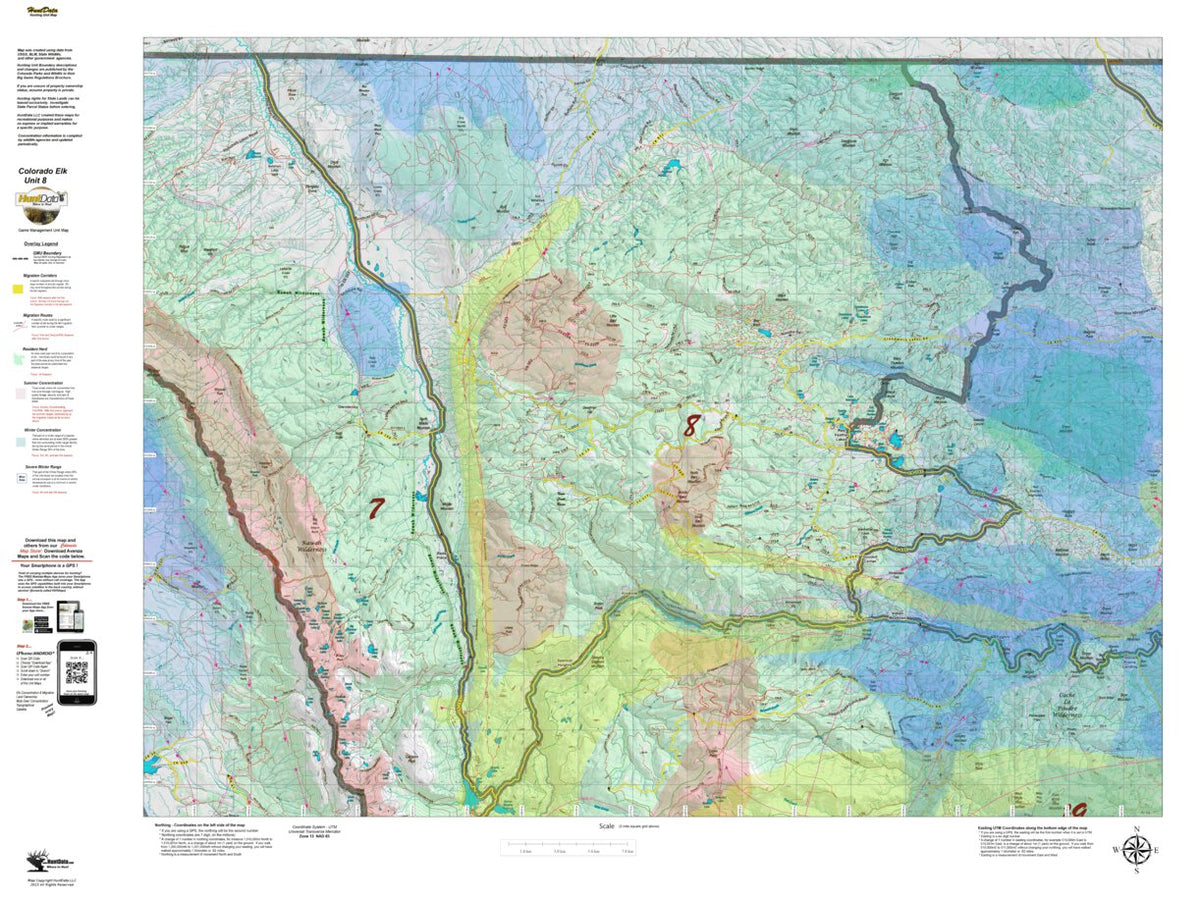 Co Unit 8 Elk Concentration Map by Colorado HuntData LLC | Avenza Maps