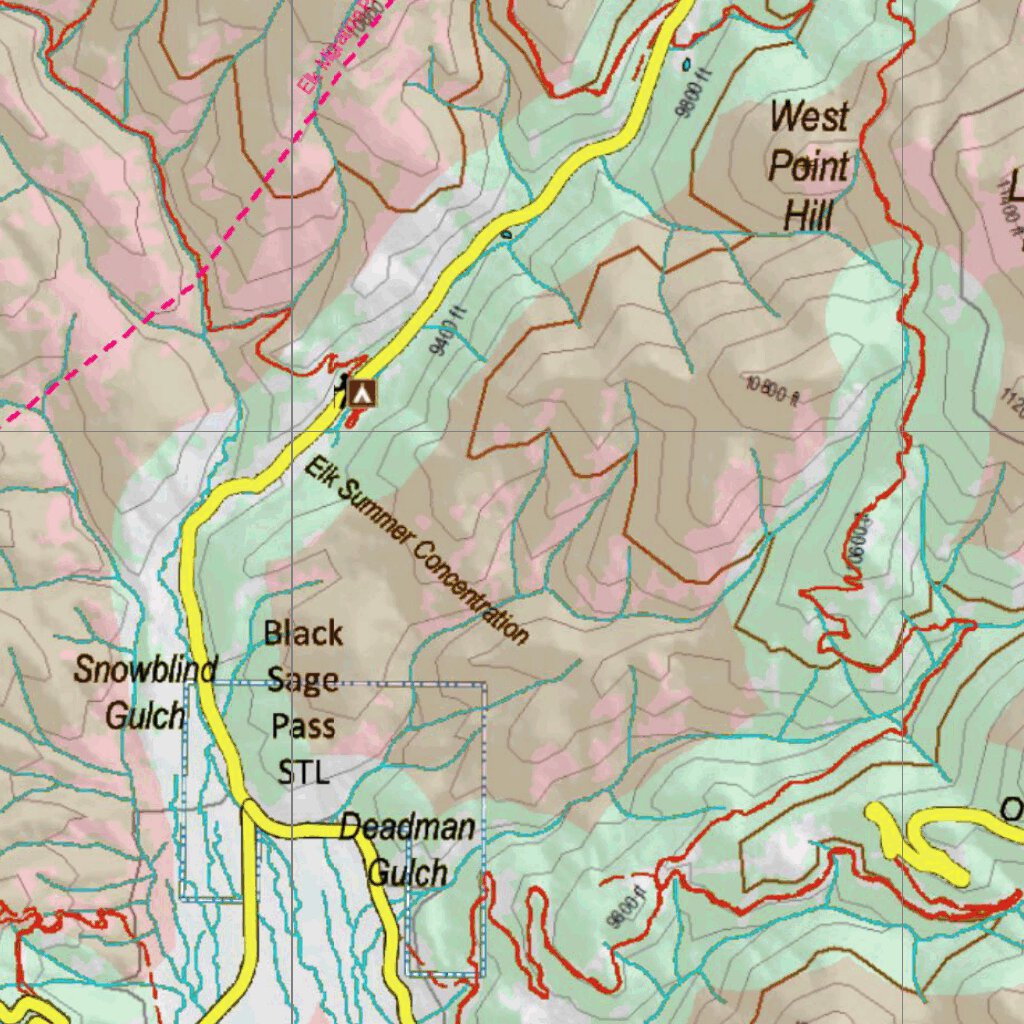 Co Unit 551 Elk Summer, Winter Concentrations and Migration Routes Map ...