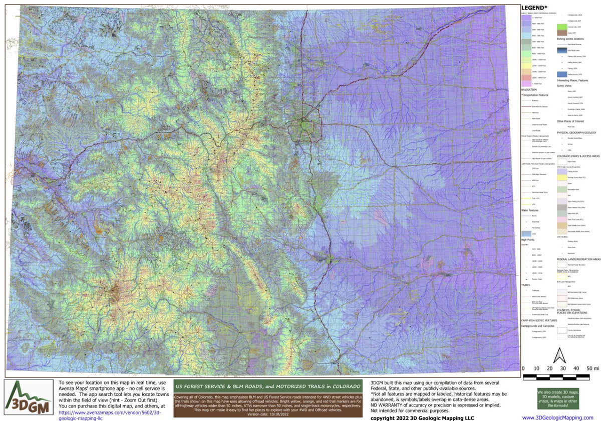 CO Public Lands, Recreation, and Elevation Maps Bundle Map by 3D ...