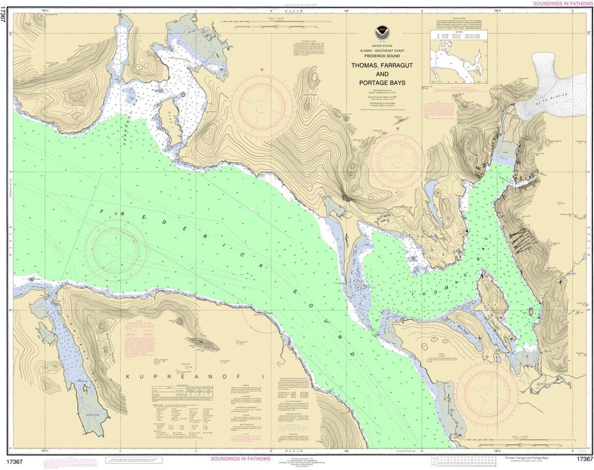 Thomas Farragut And Portage Bays Map by National Oceanographic ...