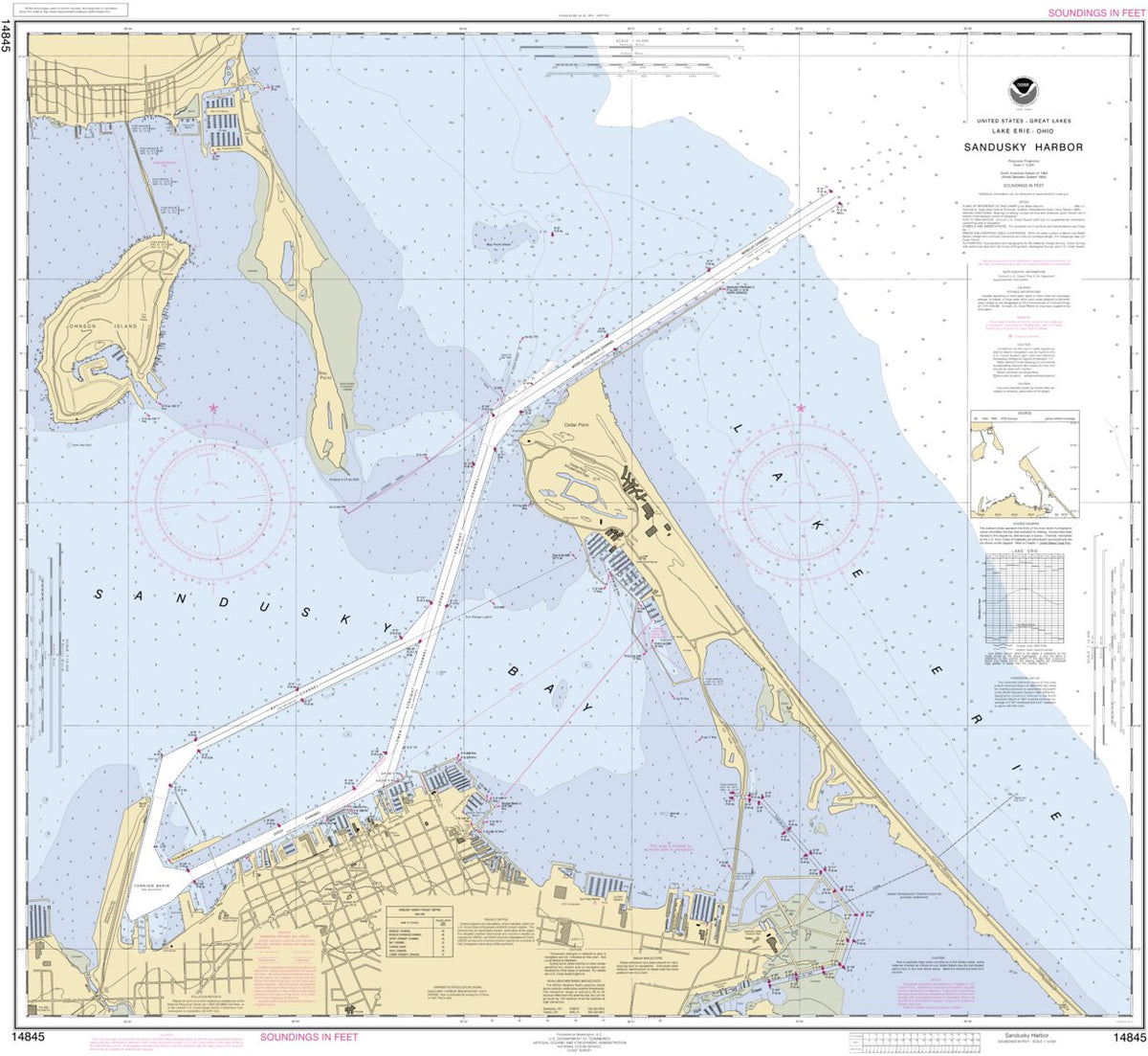Sandusky Harbor Ohio Map by National Oceanographic & Atmospheric ...