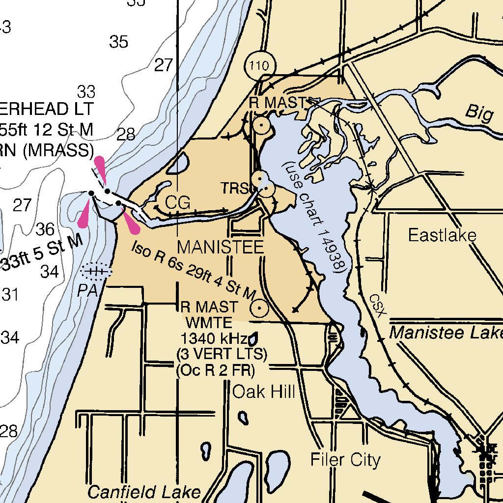 Lake Michigan Stony Lake To Point Betsie Map by National Oceanographic ...