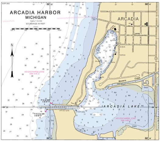 Arcadia Harbor Michigan Map by National Oceanographic & Atmospheric ...