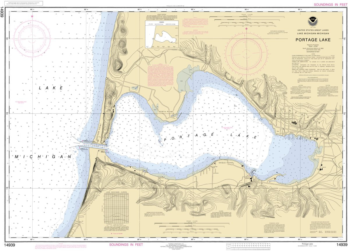 Portage Lake Michigan Map by National Oceanographic & Atmospheric ...