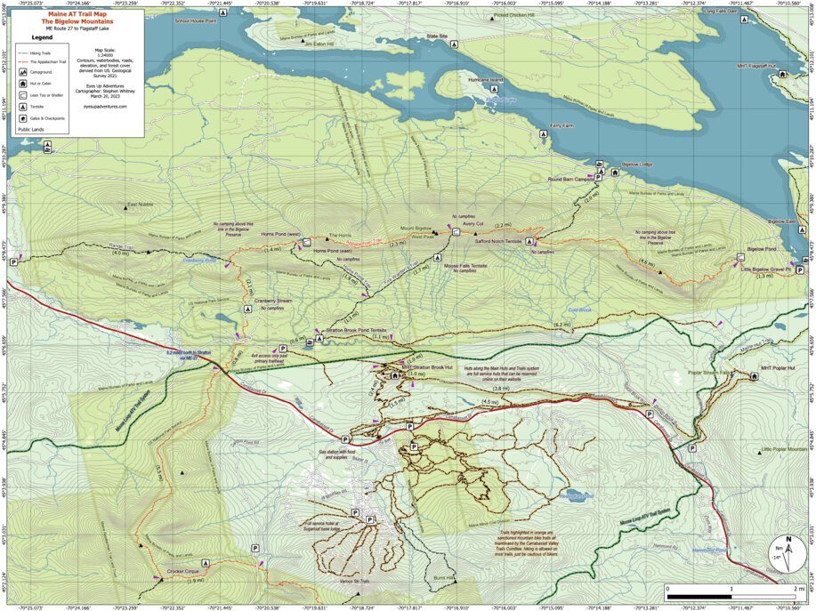 Maine AT Trail Map #7: The Bigelow Mountains by Eyes Up Adventures ...