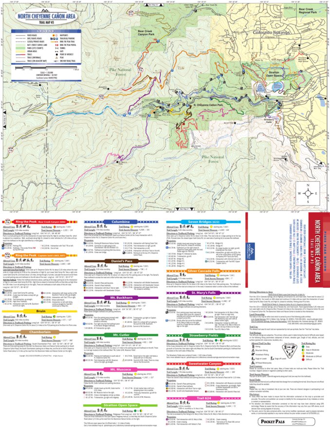 Trail Map #3, North Cheyenne Canon Area, Pikes Peak Region Series by ...