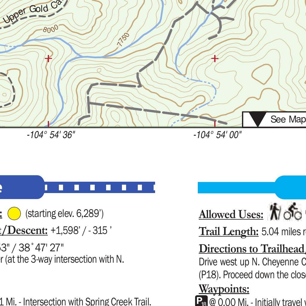 Trail Map #3, North Cheyenne Canon Area, Pikes Peak Region Series by ...