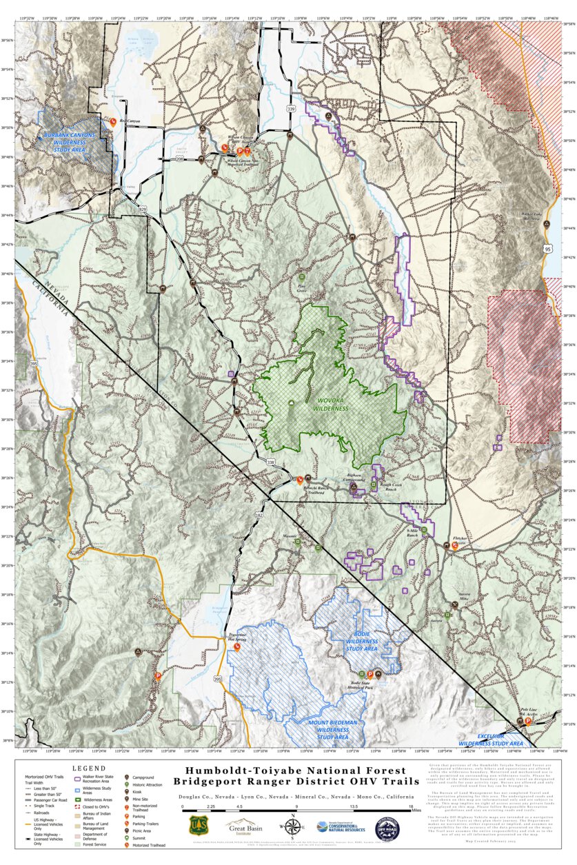 USFS Bridgeport Ranger District OHV Trails Map by Nevada Department of ...