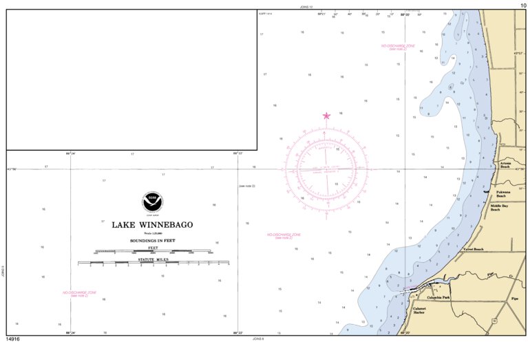 Lake Winnebago And Fox Riv Pg 10 Map by National Oceanographic ...