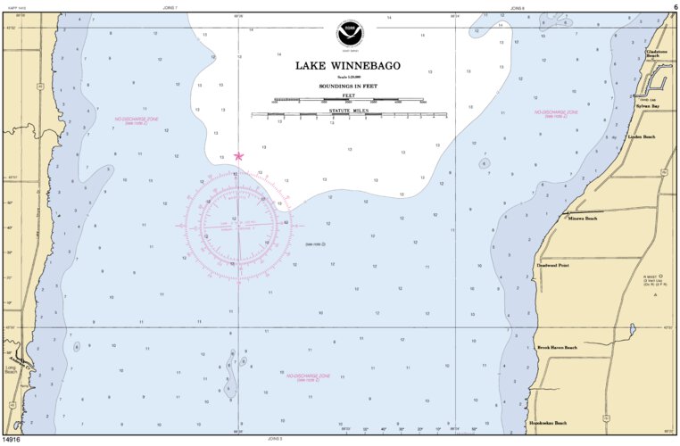Lake Winnebago And Fox Riv Pg 6 Map by National Oceanographic ...
