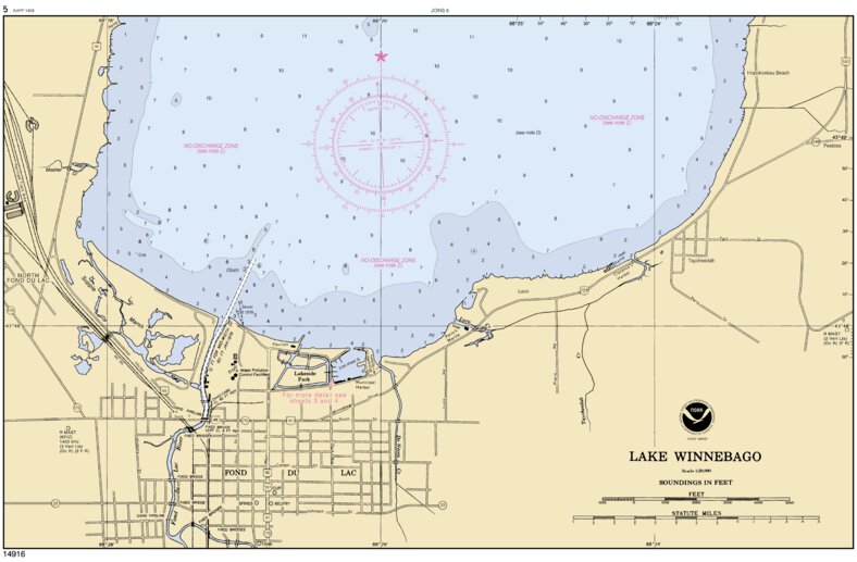Lake Winnebago And Fox Riv Pg 5 Map by National Oceanographic ...