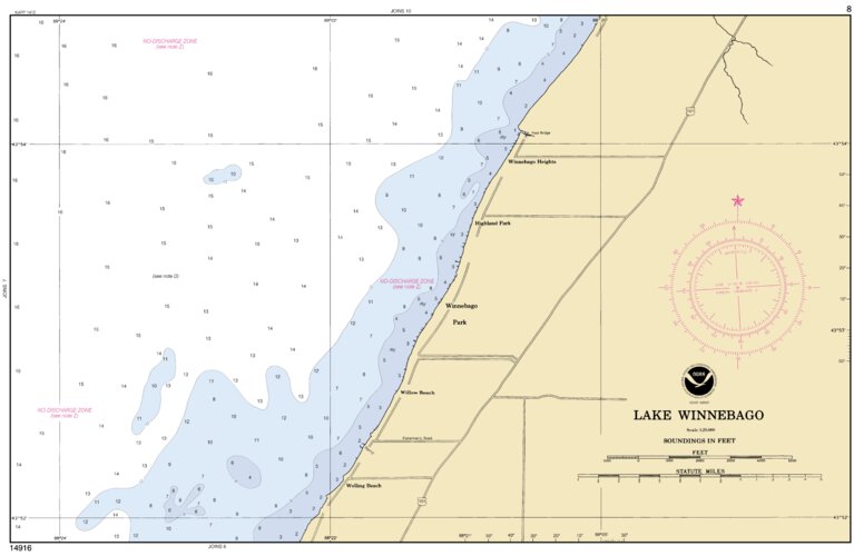 Lake Winnebago And Fox Riv Pg 8 Map by National Oceanographic ...