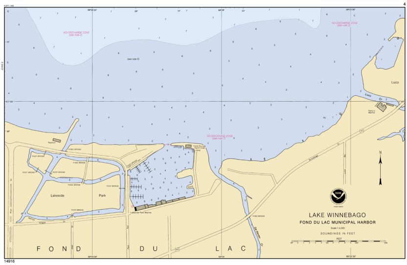 Lake Winnebago And Fox Riv Pg 4 Map by National Oceanographic ...