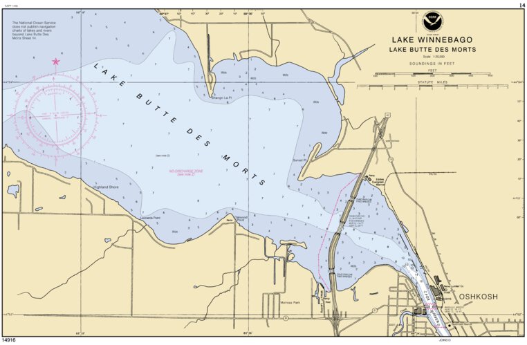Lake Winnebago And Fox Riv Pg 14 Map by National Oceanographic ...