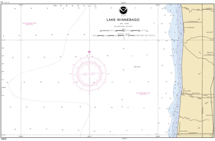 Lake Winnebago And Fox Riv Pg 15 Map by National Oceanographic ...