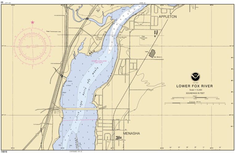 Lake Winnebago And Fox Riv Pg 25 Map by National Oceanographic ...