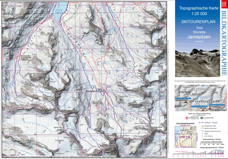 Skitourenkarten Silvretta Map by Bildkartographie | Avenza Maps