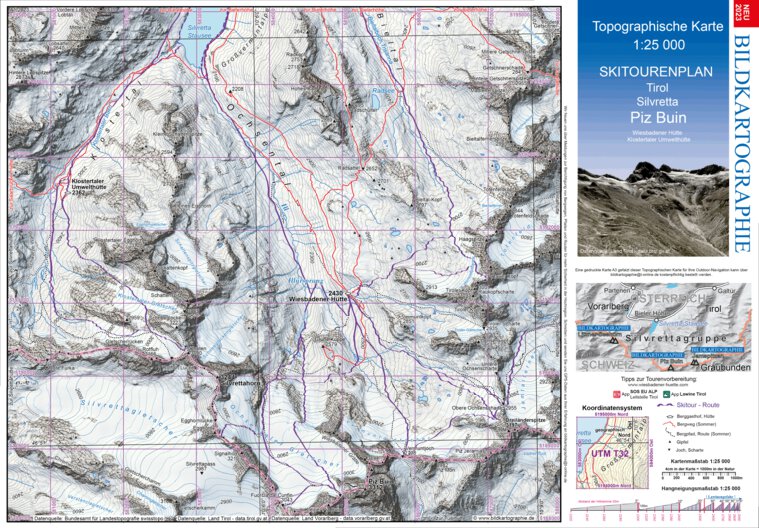 Skitourenkarte Piz Buin 2023 1:25.000 Map by Bildkartographie | Avenza Maps