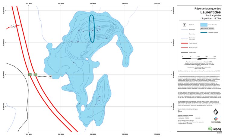 Lac Labyrinthe (Laurentides) Map by Sepaq | Avenza Maps