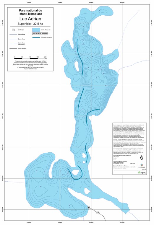Lac Adrian (Mont-Tremblant) Map by Sepaq | Avenza Maps