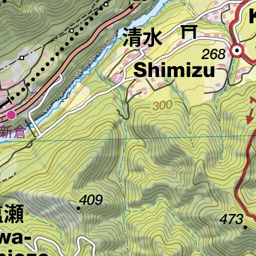 Yadaira-yama 矢平山 Hiking Map (Chubu, Japan) 1:25,000 by Japanwilds.org ...