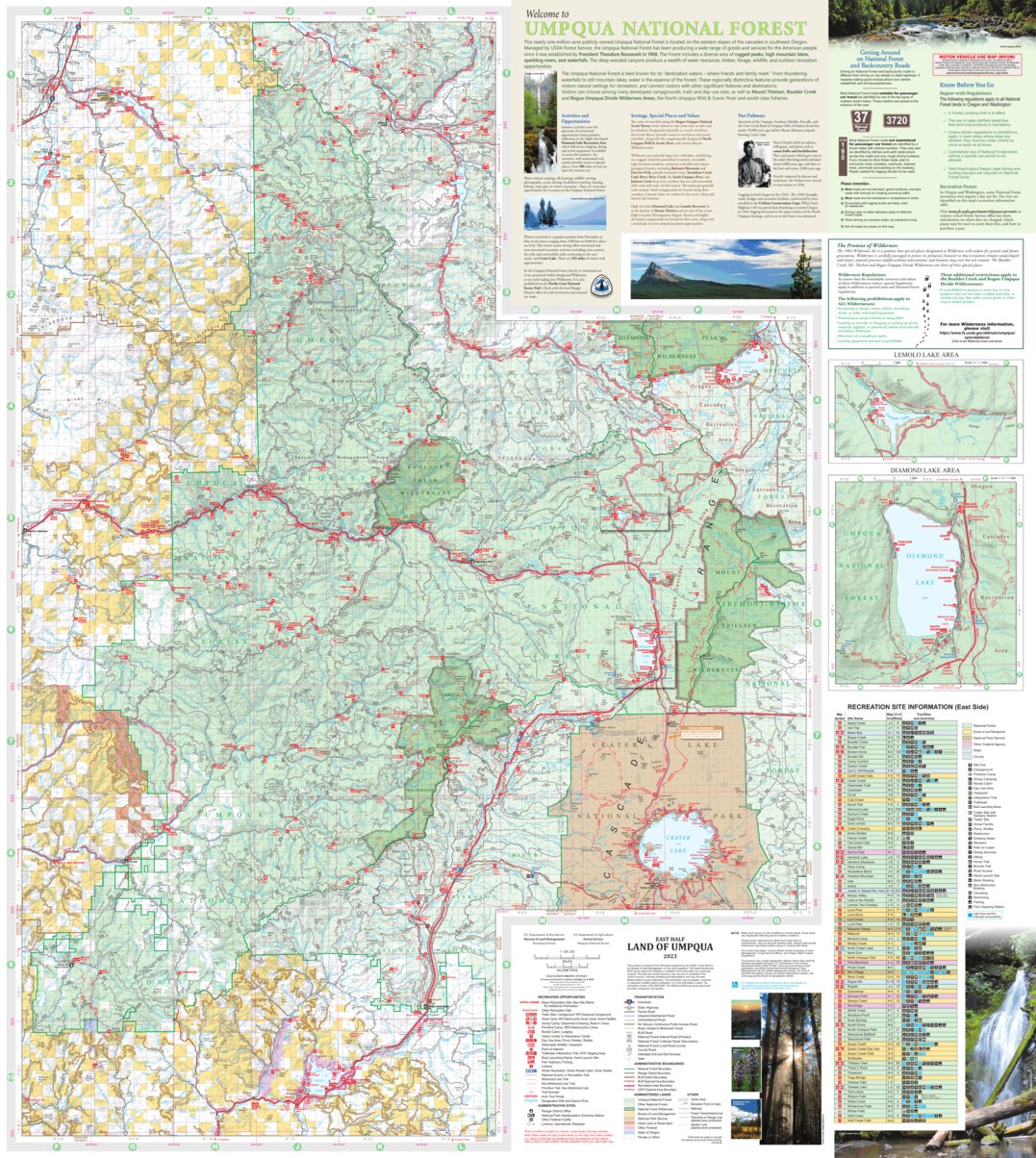 Land Of Umpqua Recreation Map East by US Forest Service R6 Pacific ...