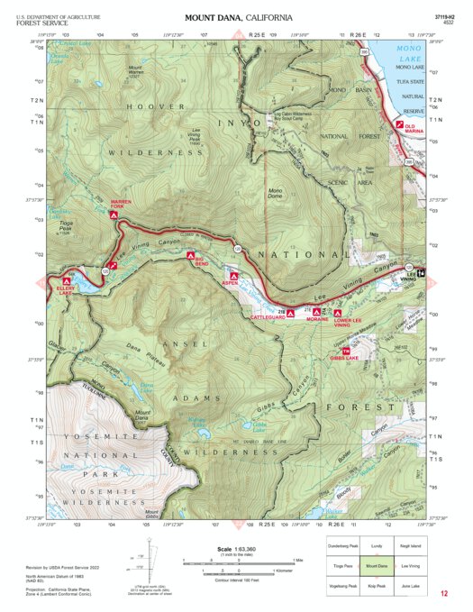 Mount Dana Map by US Forest Service R5 | Avenza Maps