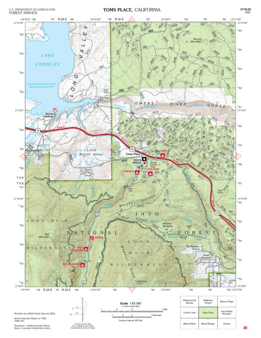 Toms Place Map by US Forest Service R5 | Avenza Maps
