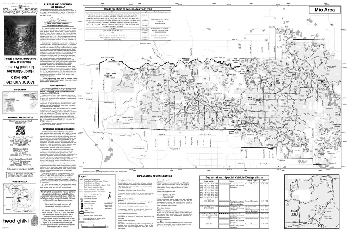 Huron-Manistee NF MVUM Mio Map by US Forest Service R9 | Avenza Maps