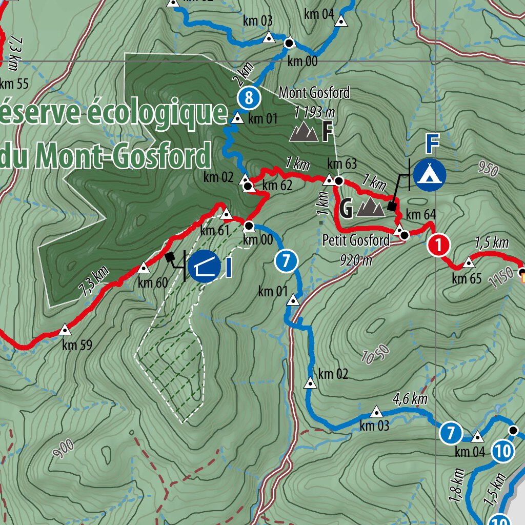 Carte du réseau de Sentiers frontaliers Map by Rando Quebec | Avenza Maps
