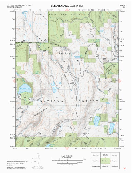 Bullard Lake Map by US Forest Service R5 | Avenza Maps