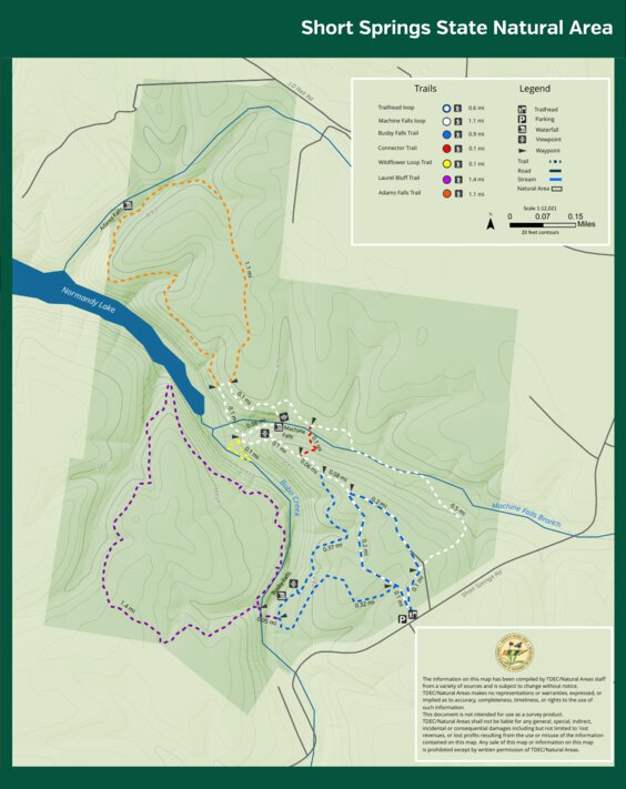 Short Springs State Natural Area Map by Tennessee State Parks | Avenza Maps